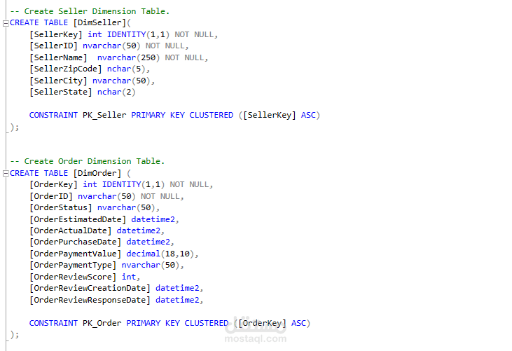 أنشاء "Olist Data Warehouse" فى MS SQL Server | مستقل