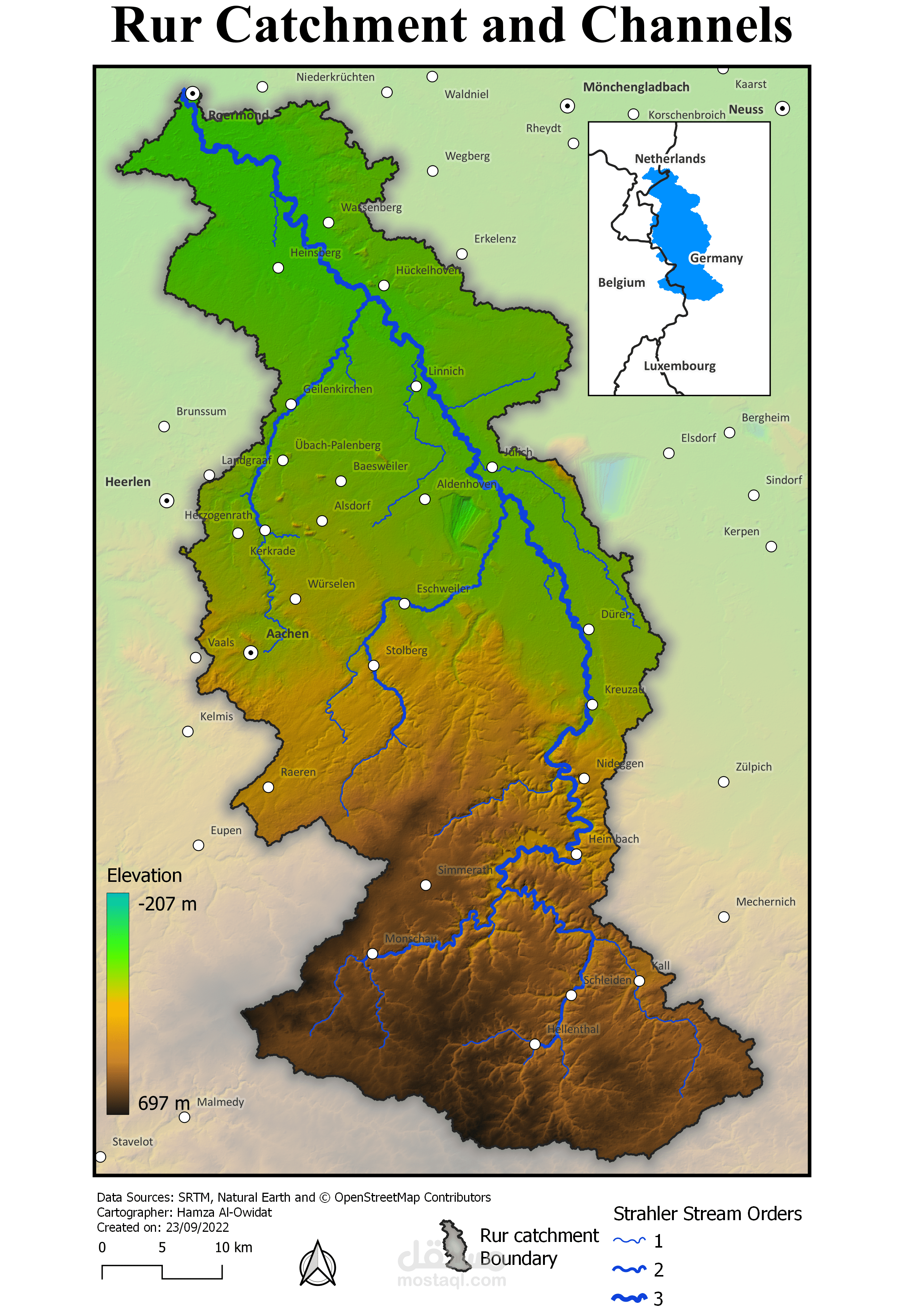 تحليل هيدرولوجي وتصميم خارطة باستخدام برنامج ArcGIS و QGIS | مستقل