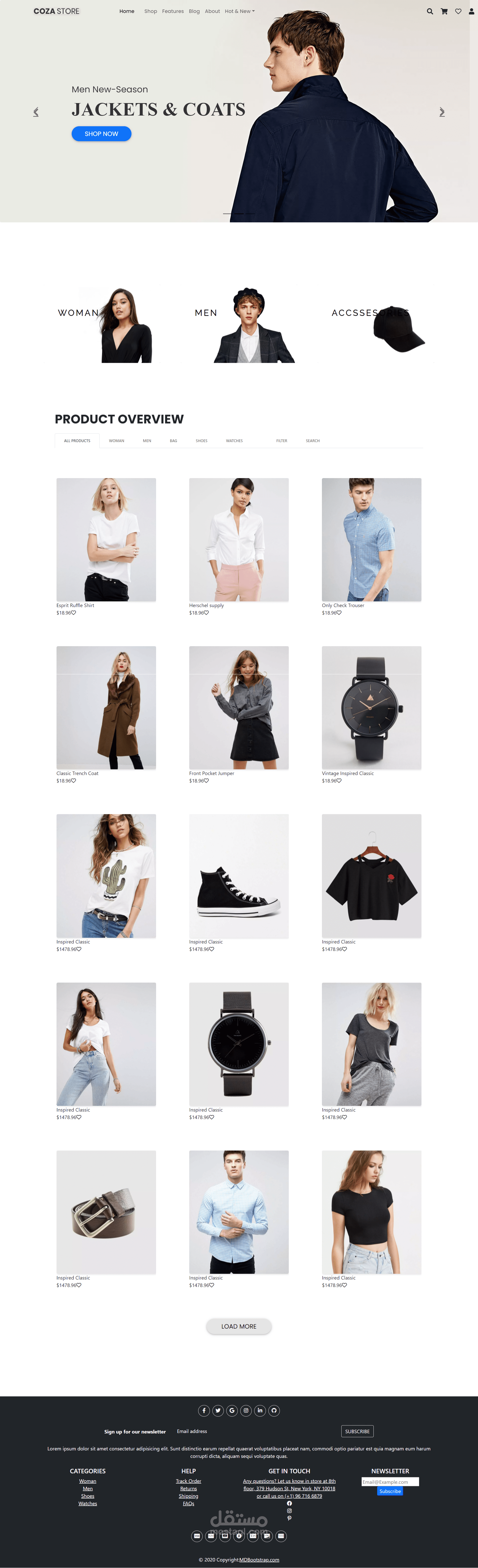 E-commerce Website (COZA STORE) clothing store | مستقل