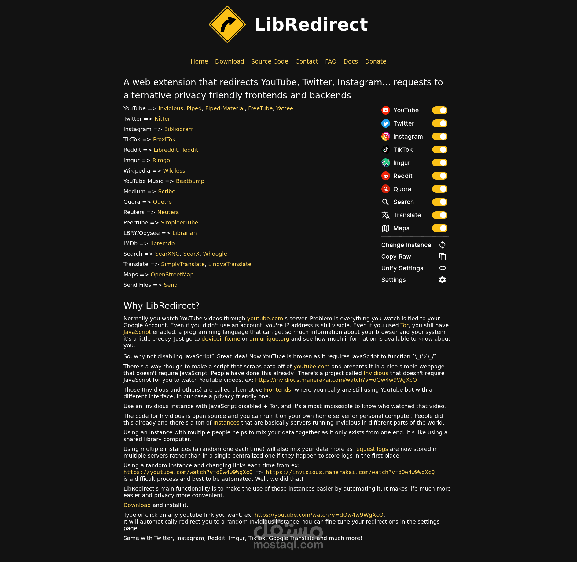 موقع LibRedirect | مستقل