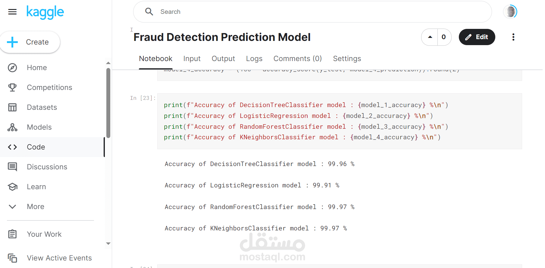 Fraud Detection Prediction Model مستقل 7694