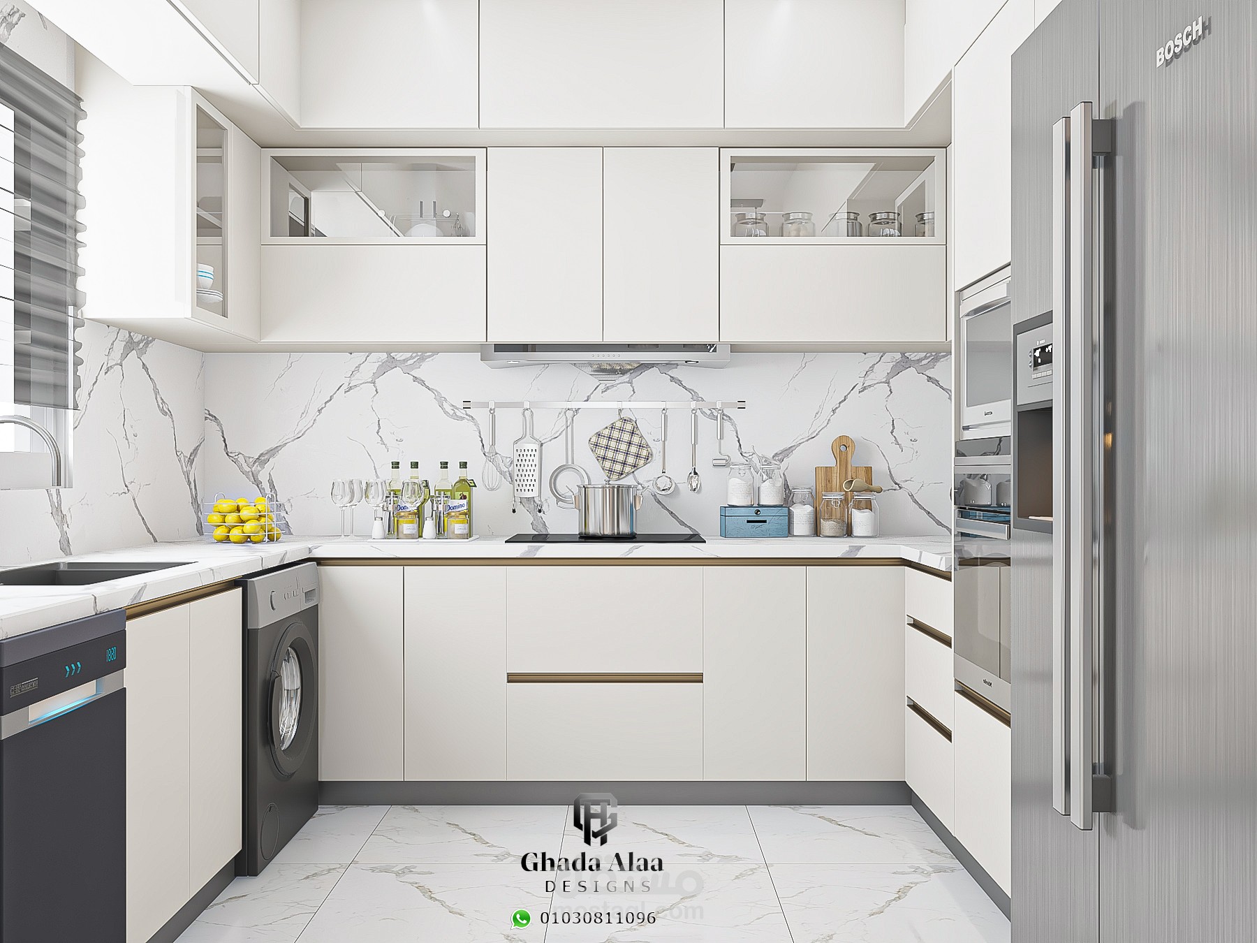 Modern reception + open kitchen | مستقل