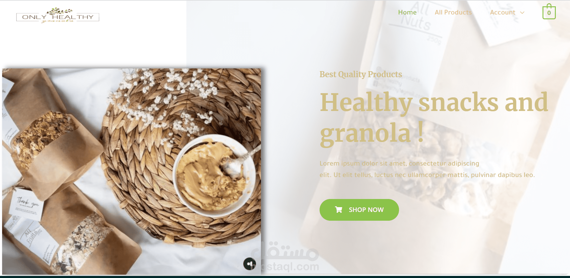 Granola and Healthy snacks website creation from sctach | مستقل