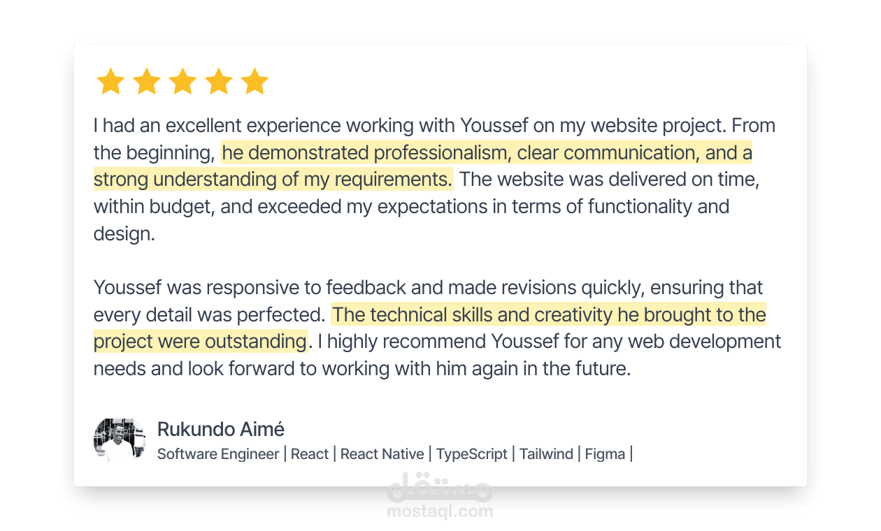 تقييمات العملاء السابقين | مستقل