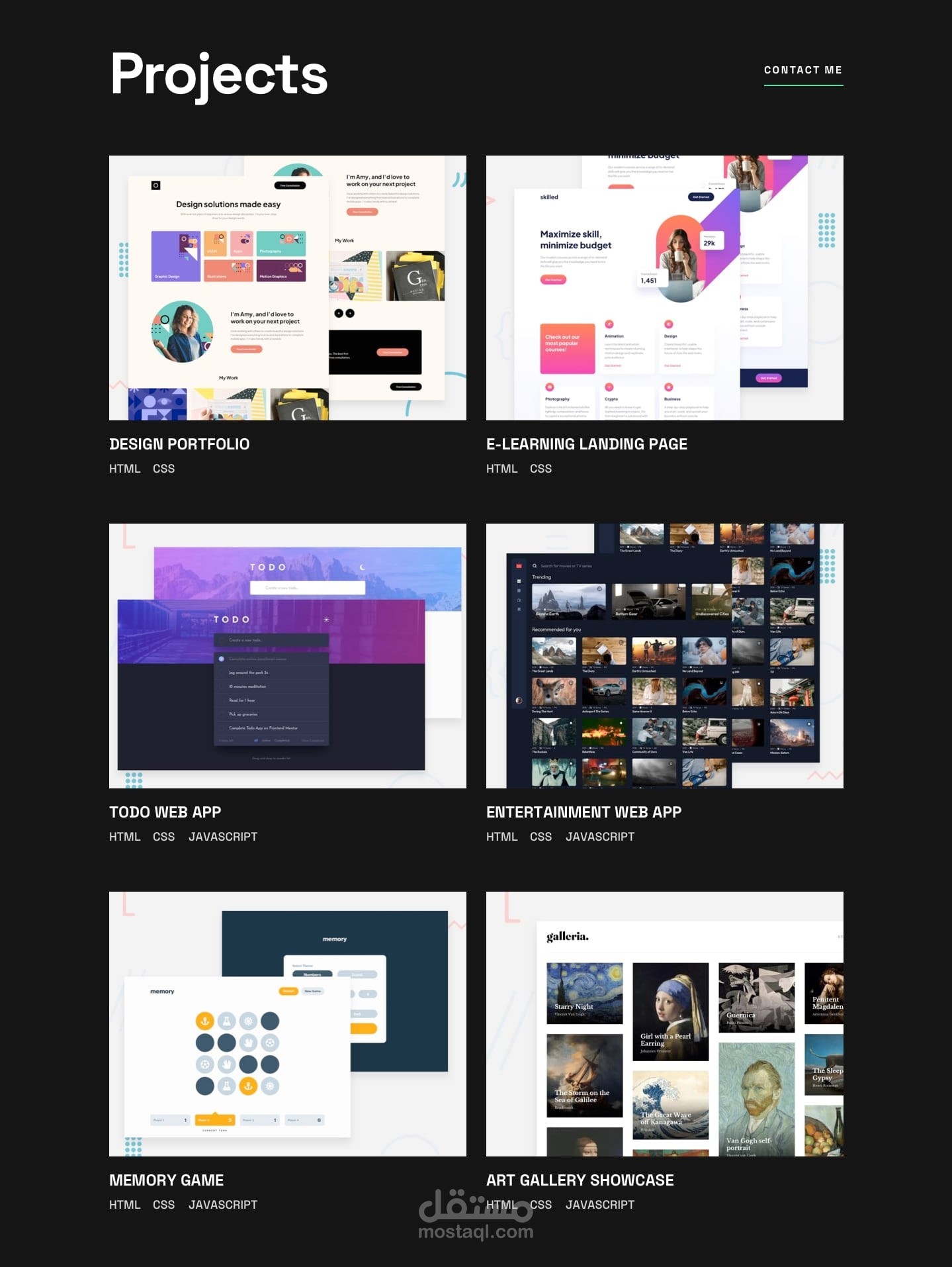 Single-page developer portfolio | مستقل