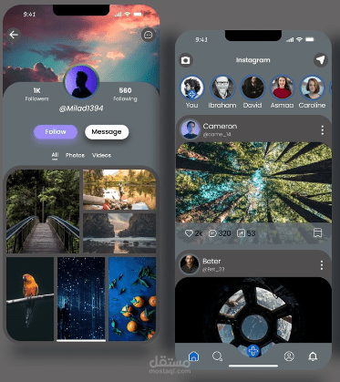 instagram cloning with figma and flutter | مستقل