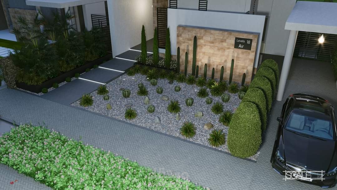 Landscape Design Front yard and back yard. Private Villa | Sea Shell ...