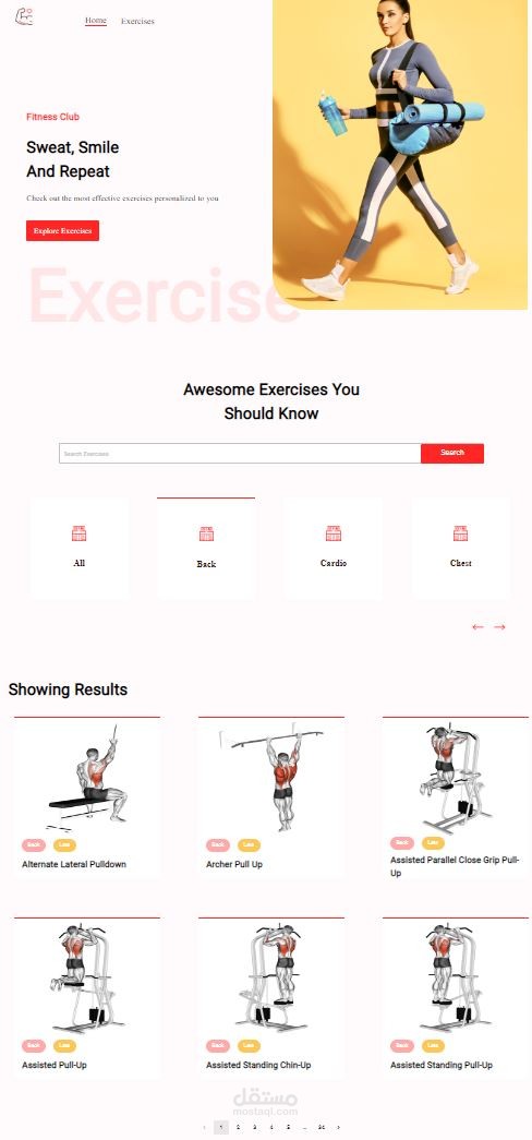 responsive fitness website to help you with your workout | مستقل