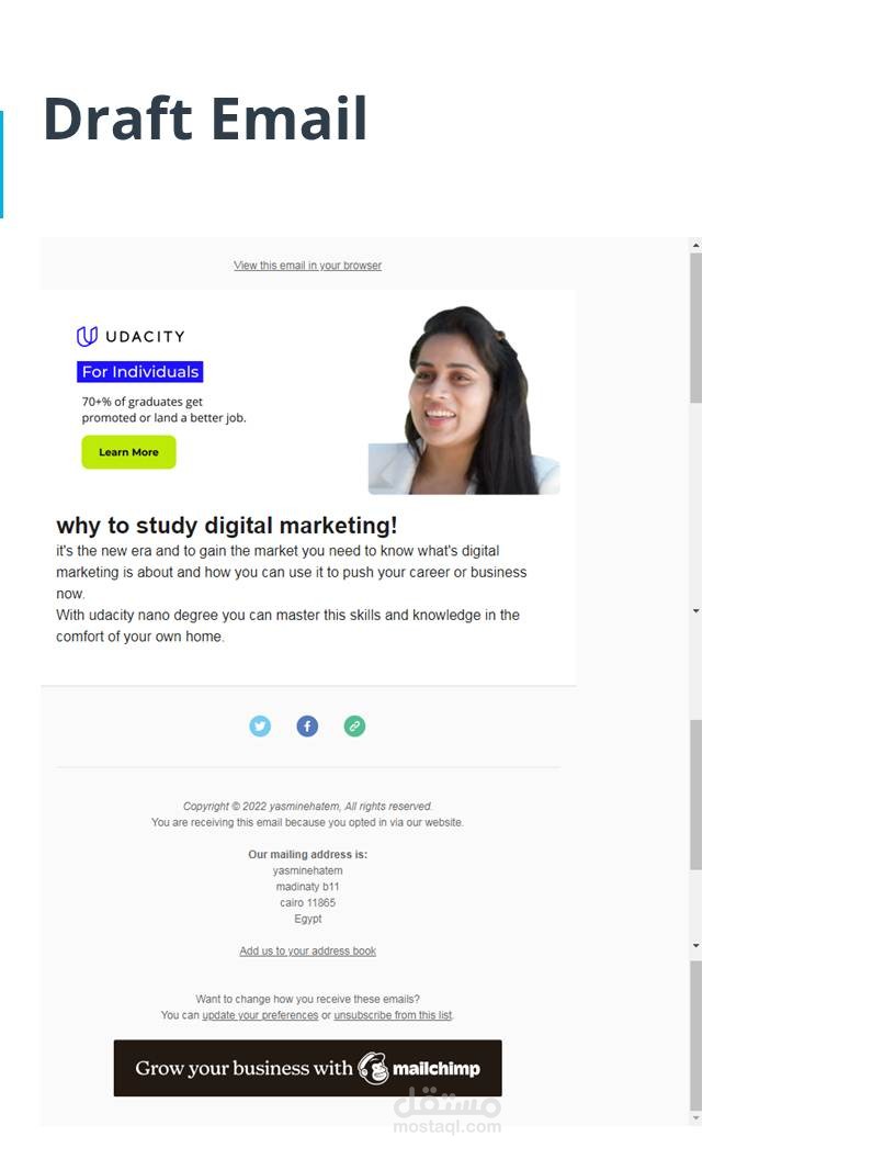 حمله email marketing ل udacity | مستقل