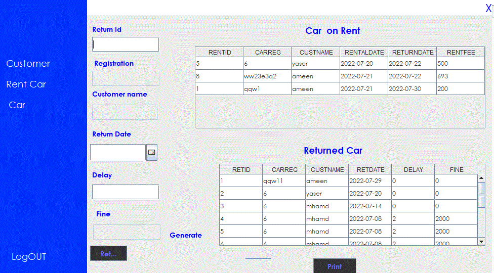 car rental management system | مستقل