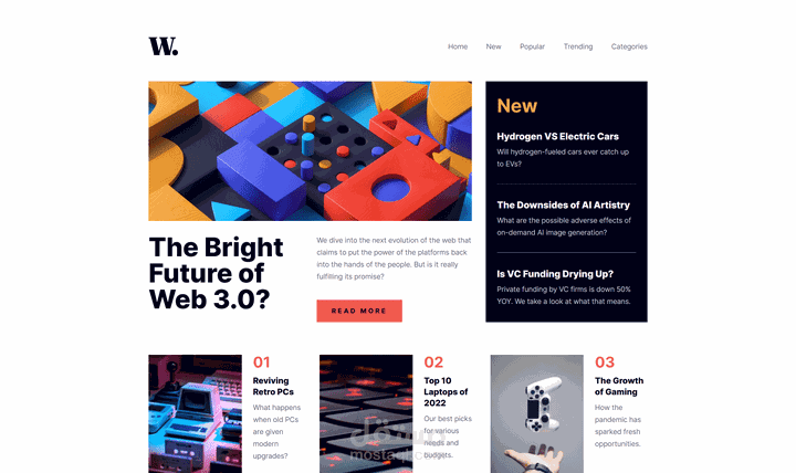 Frontend Mentor | News homepage | مستقل
