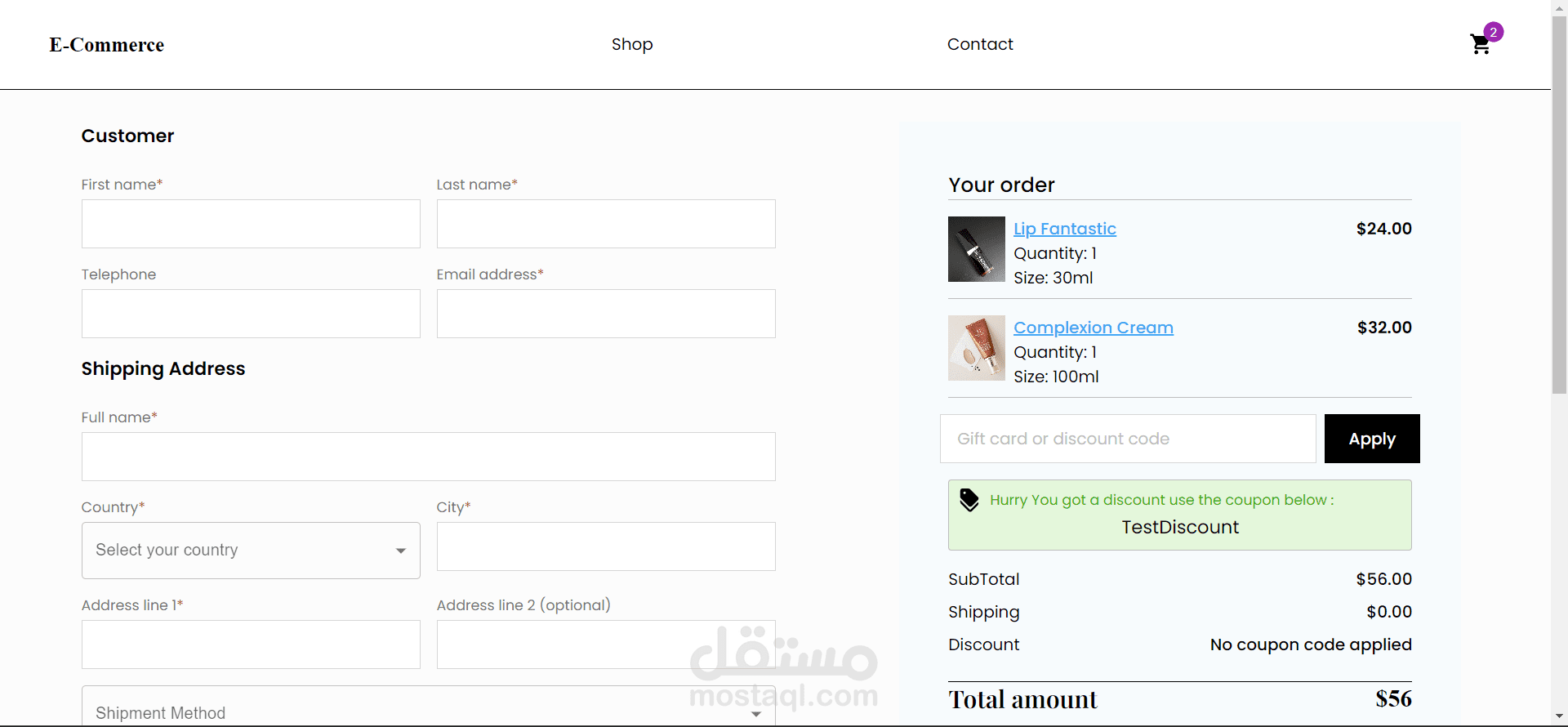 E Commerce Website Using React Js مستقل 