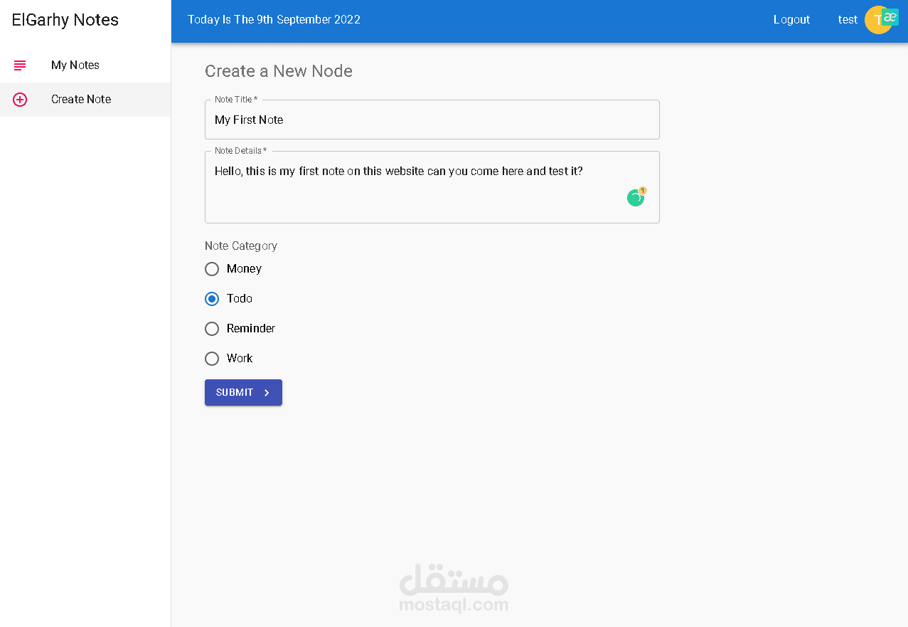 MERN Stack Notes Manager | مستقل