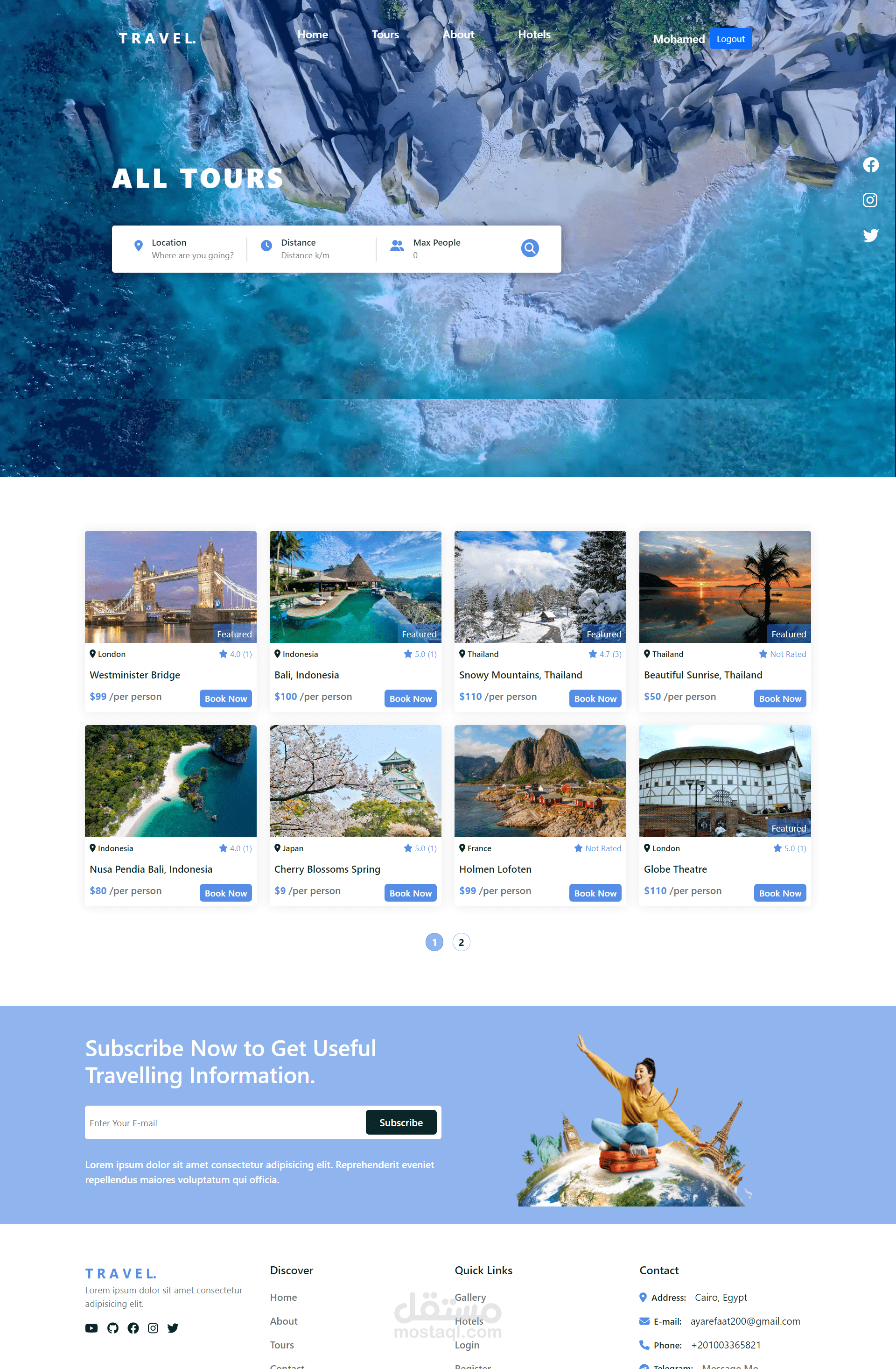 Travel Booking App using MERN Stack | مستقل