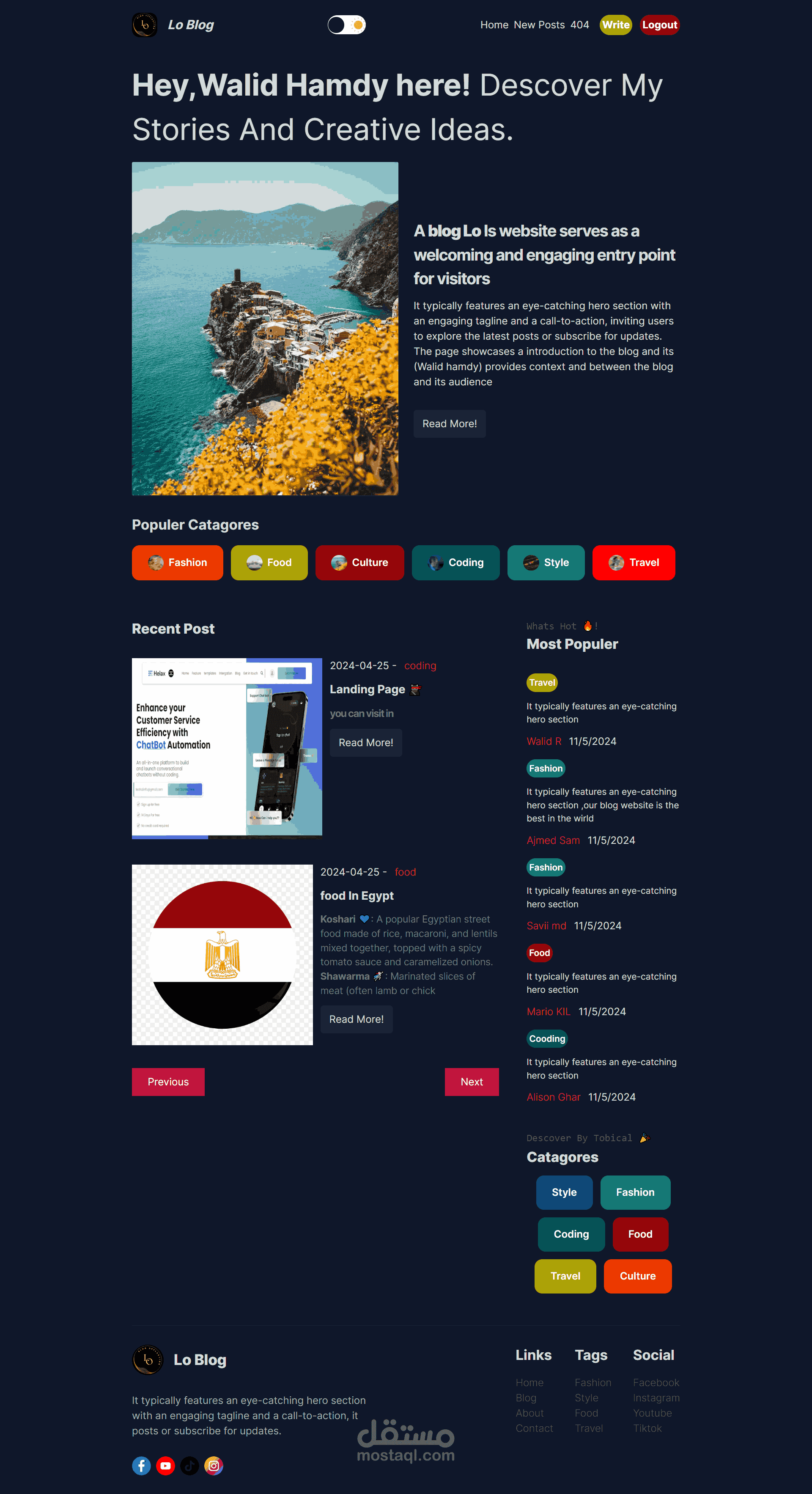 Full Stack Blog Next Js | مستقل