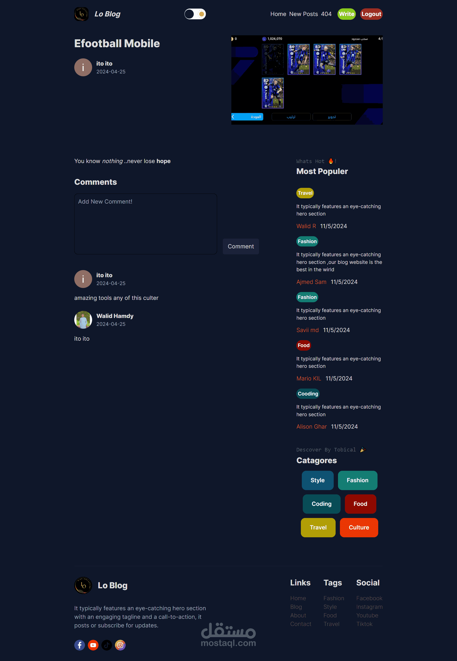Full Stack Blog Next Js | مستقل