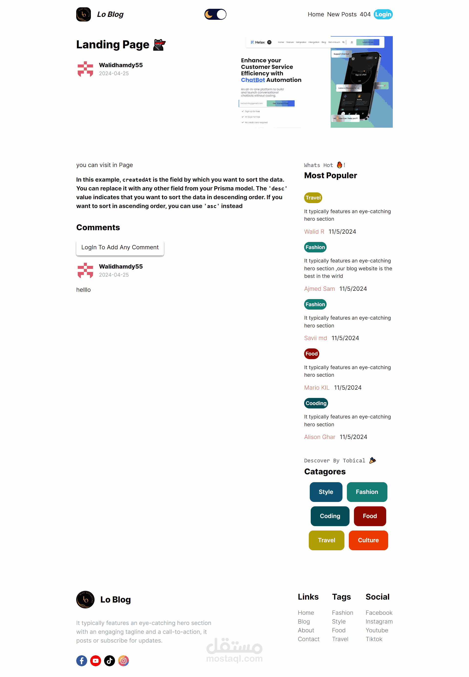 Full Stack Blog Next Js | مستقل