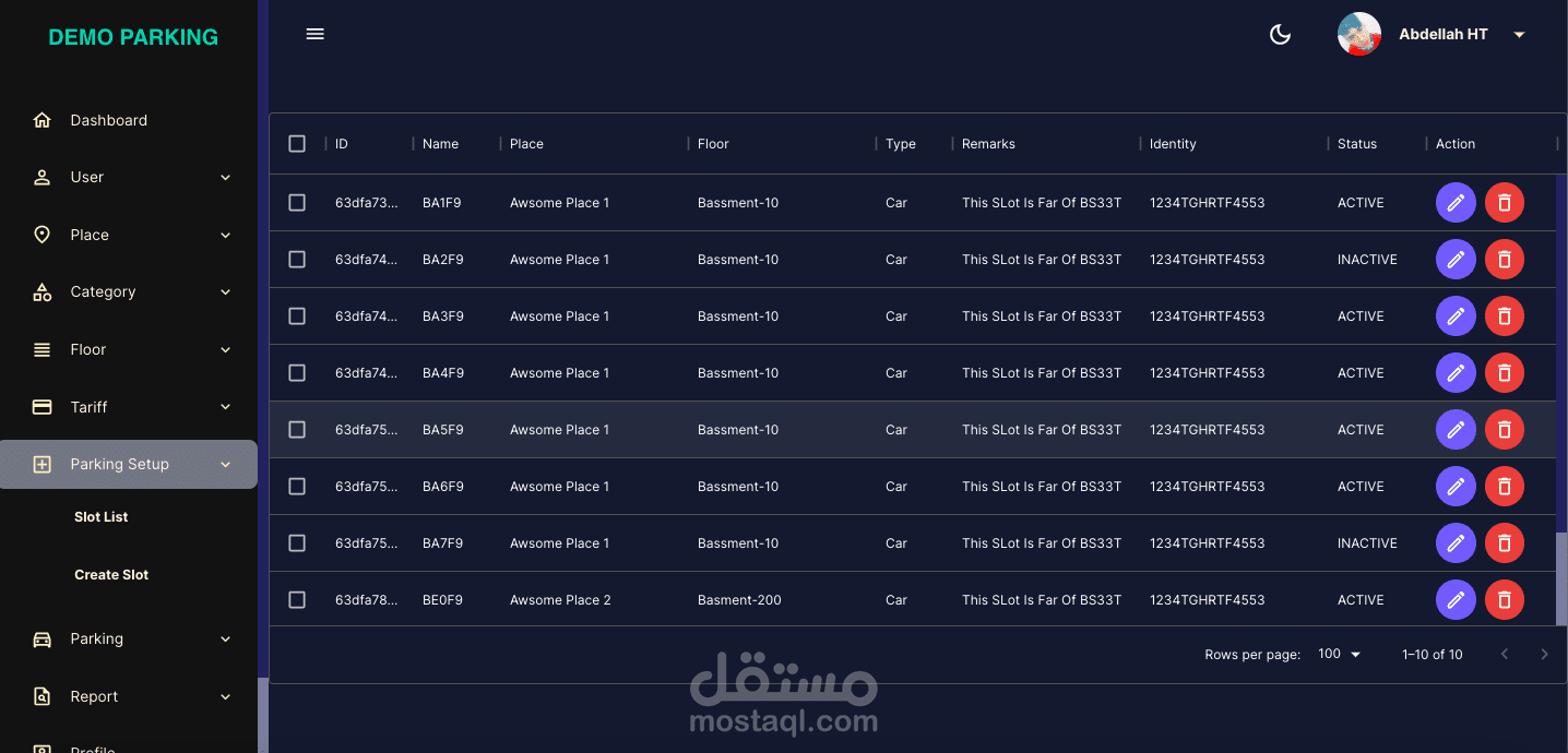 Fullstack Parking Management System | مستقل