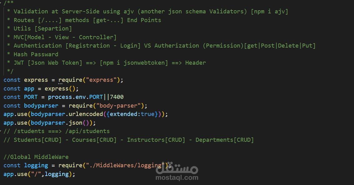 Student Management System NodeJS | مستقل