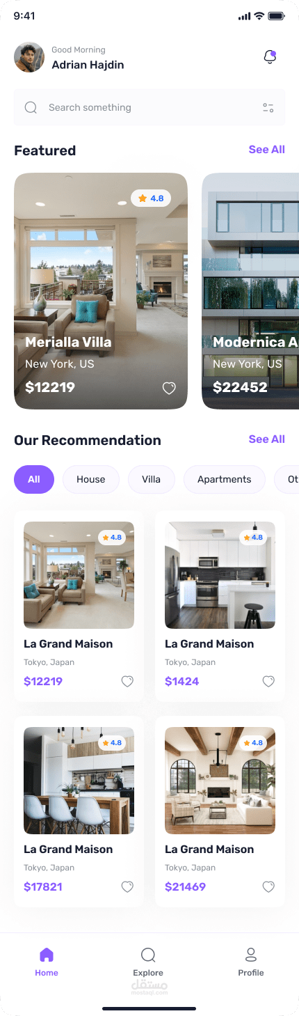 Mobile Application | React Native Real Estate App | مستقل