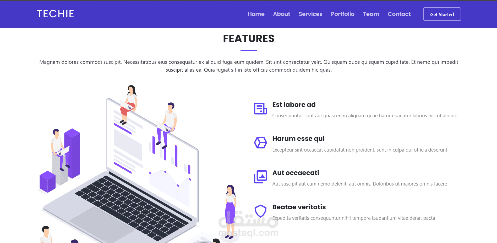 Techie template website application | مستقل