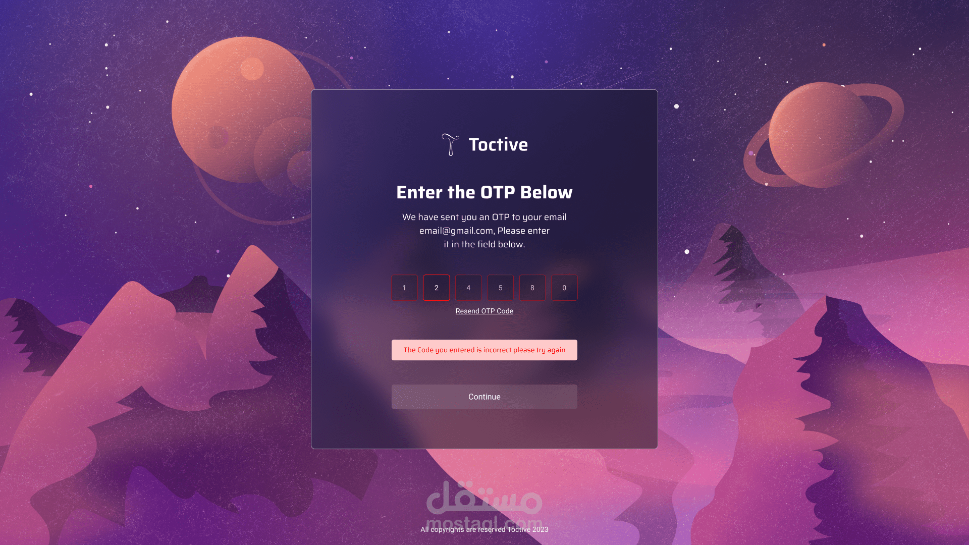 Authentication System for Toctive Inc, Desktop | مستقل