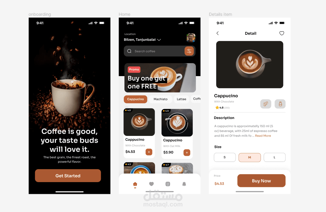 (UI design) Coffee Shop App | مستقل