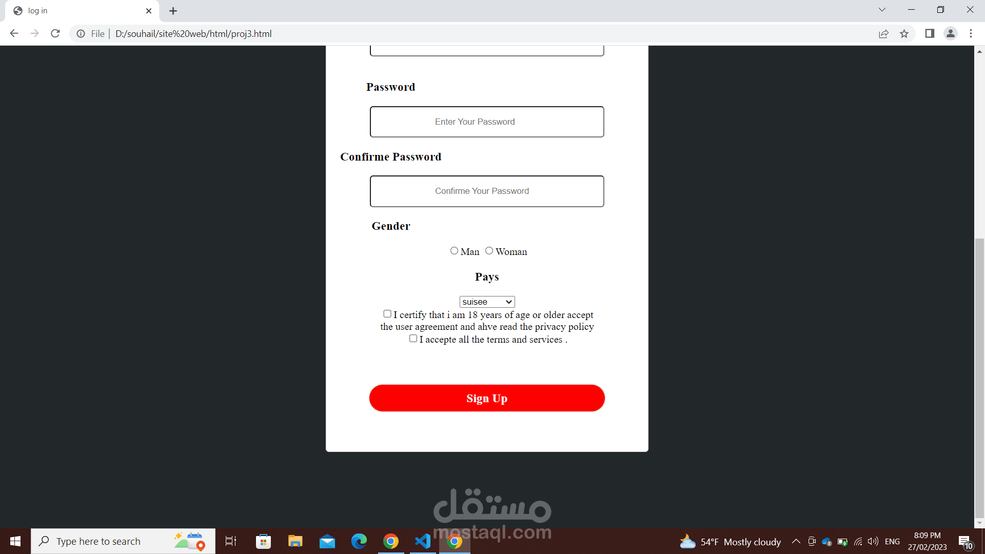 تصميم صفحة ويب باستخدام Html5css3java Scriptbootstrap مستقل
