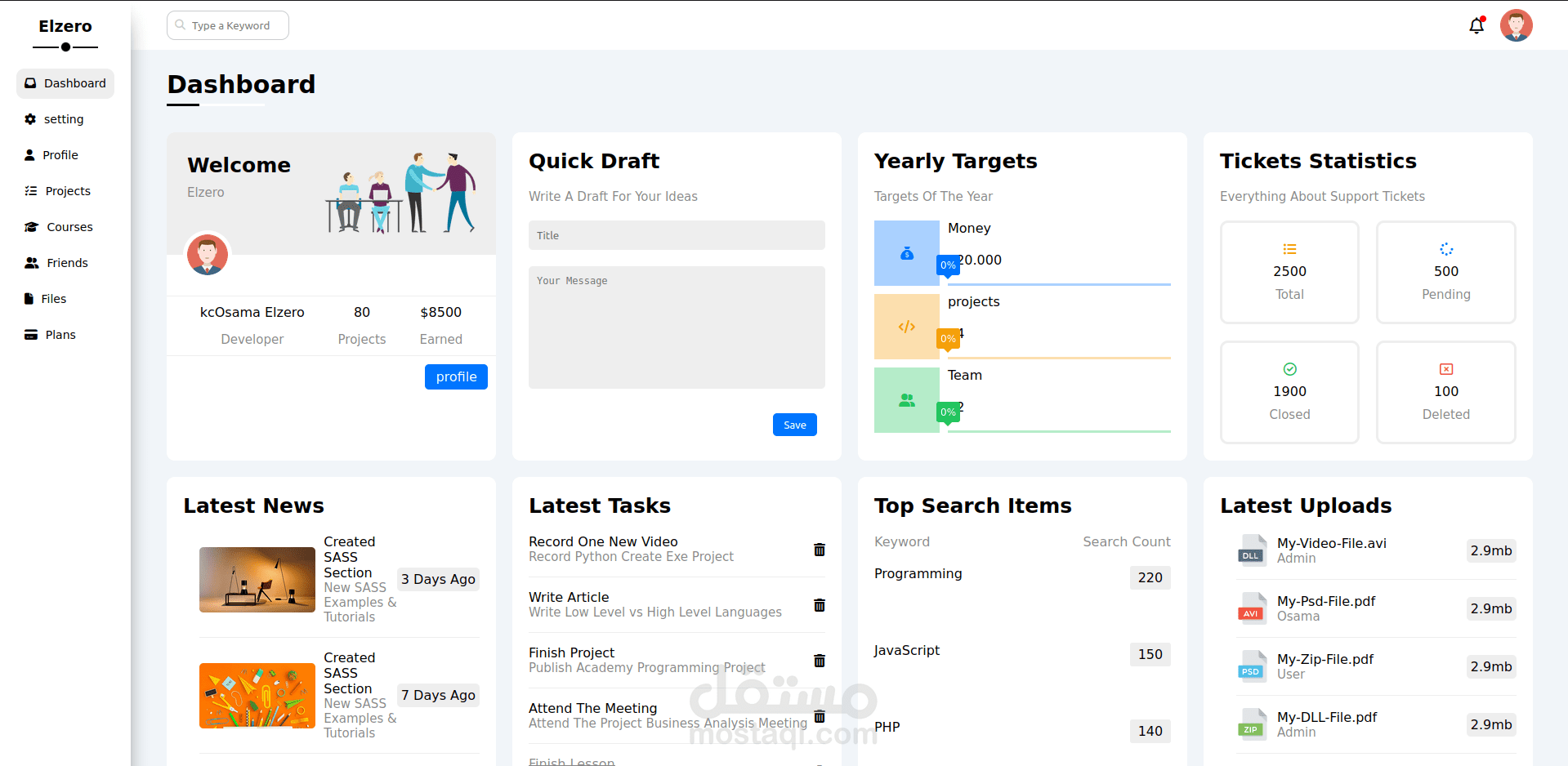 Elzero Dashboard مستقل