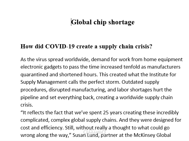 Global chip shortage | مستقل