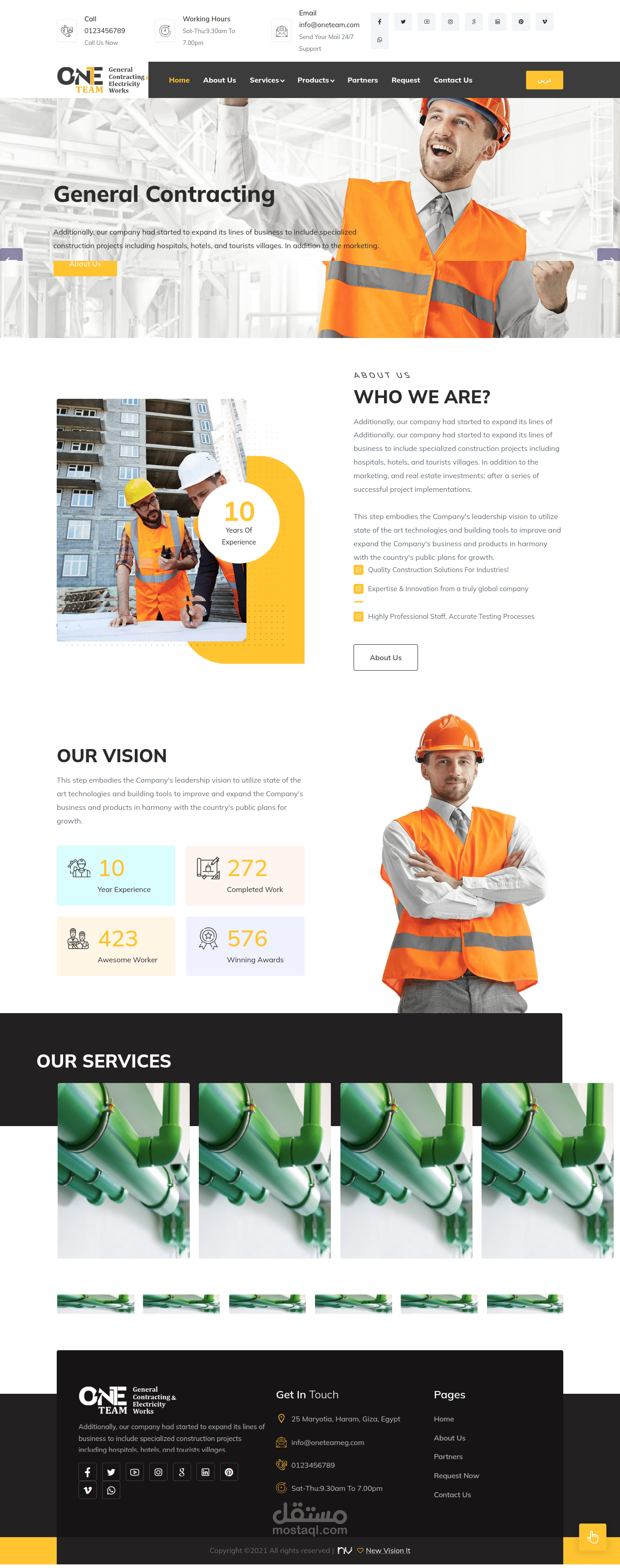 one team construction company web site | مستقل