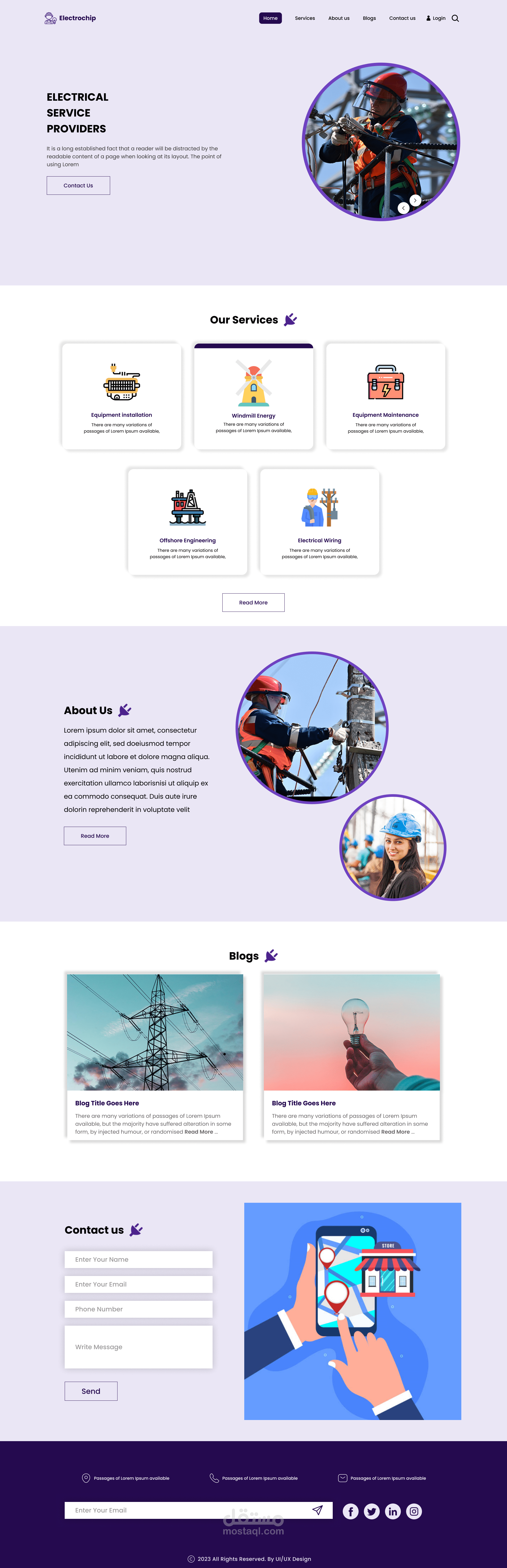 Electrochip | Electrical Services Website UI/UX Design | مستقل