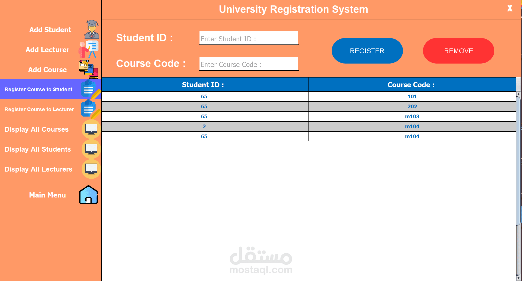 University Registration System | مستقل