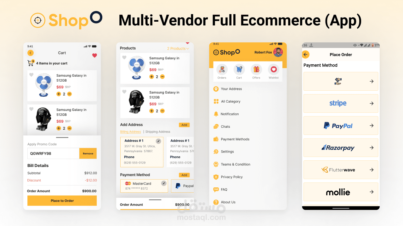 Multivendor eCommerce Flutter App | مستقل