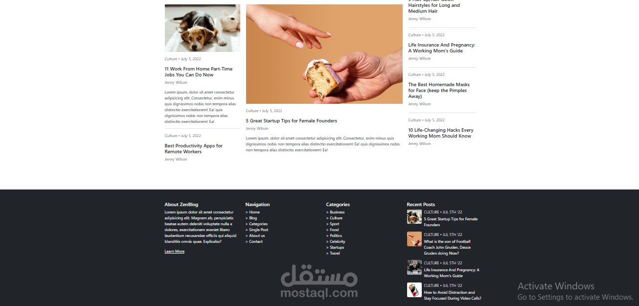 Professional Blog Website Design Using Bootstrap | مستقل