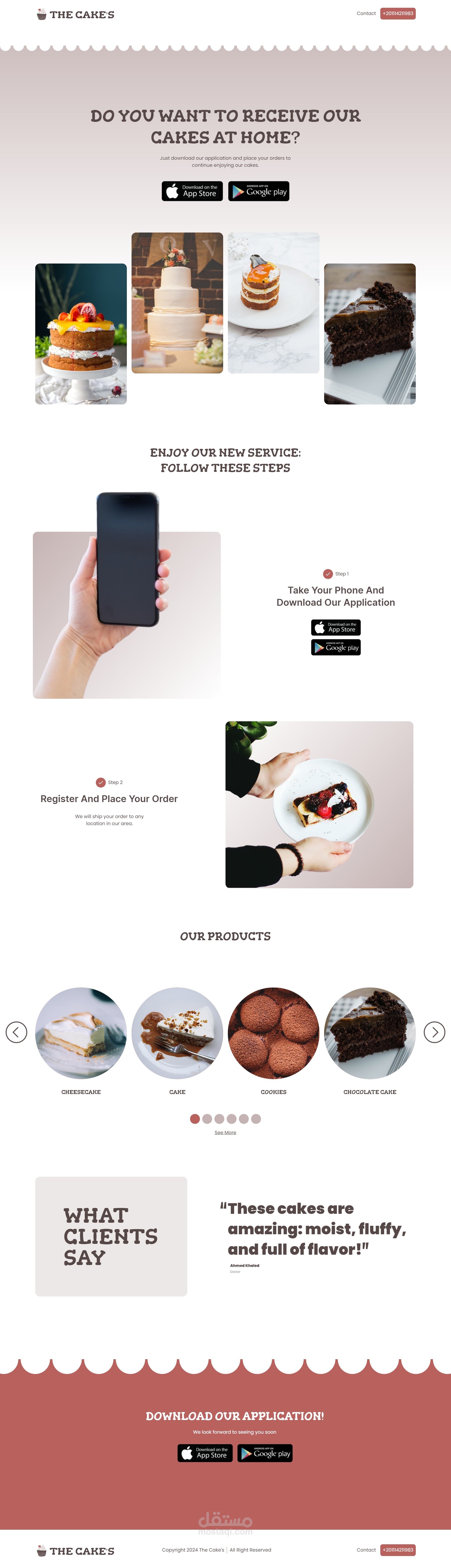 "landing page for "Cake Website | مستقل