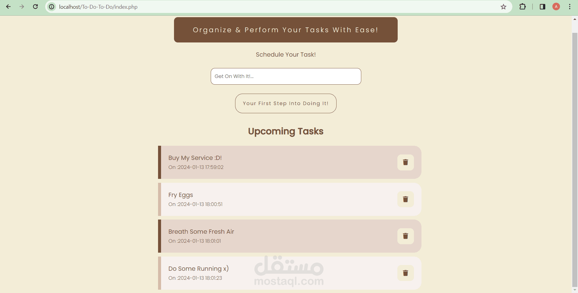 To Do App Fullstack Using Php And Mysql مستقل