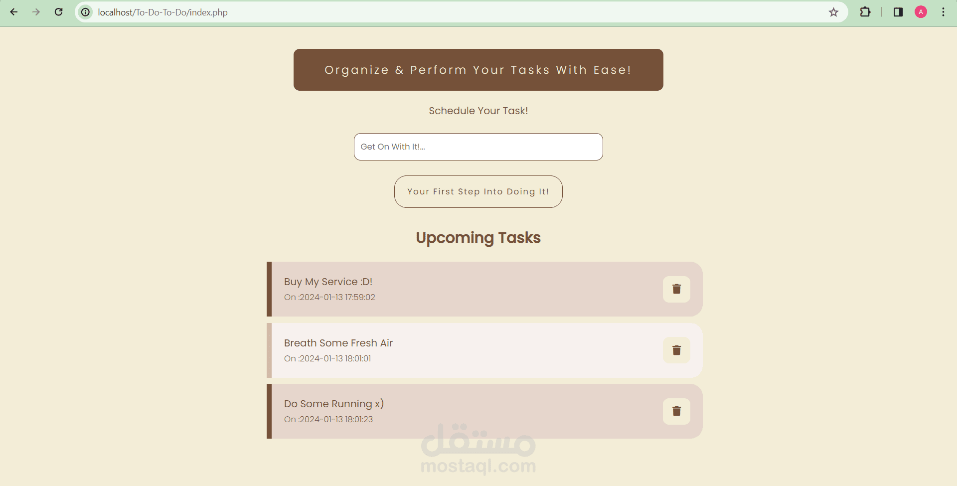 To Do App (FullStack Using PHP & MySQL) | مستقل