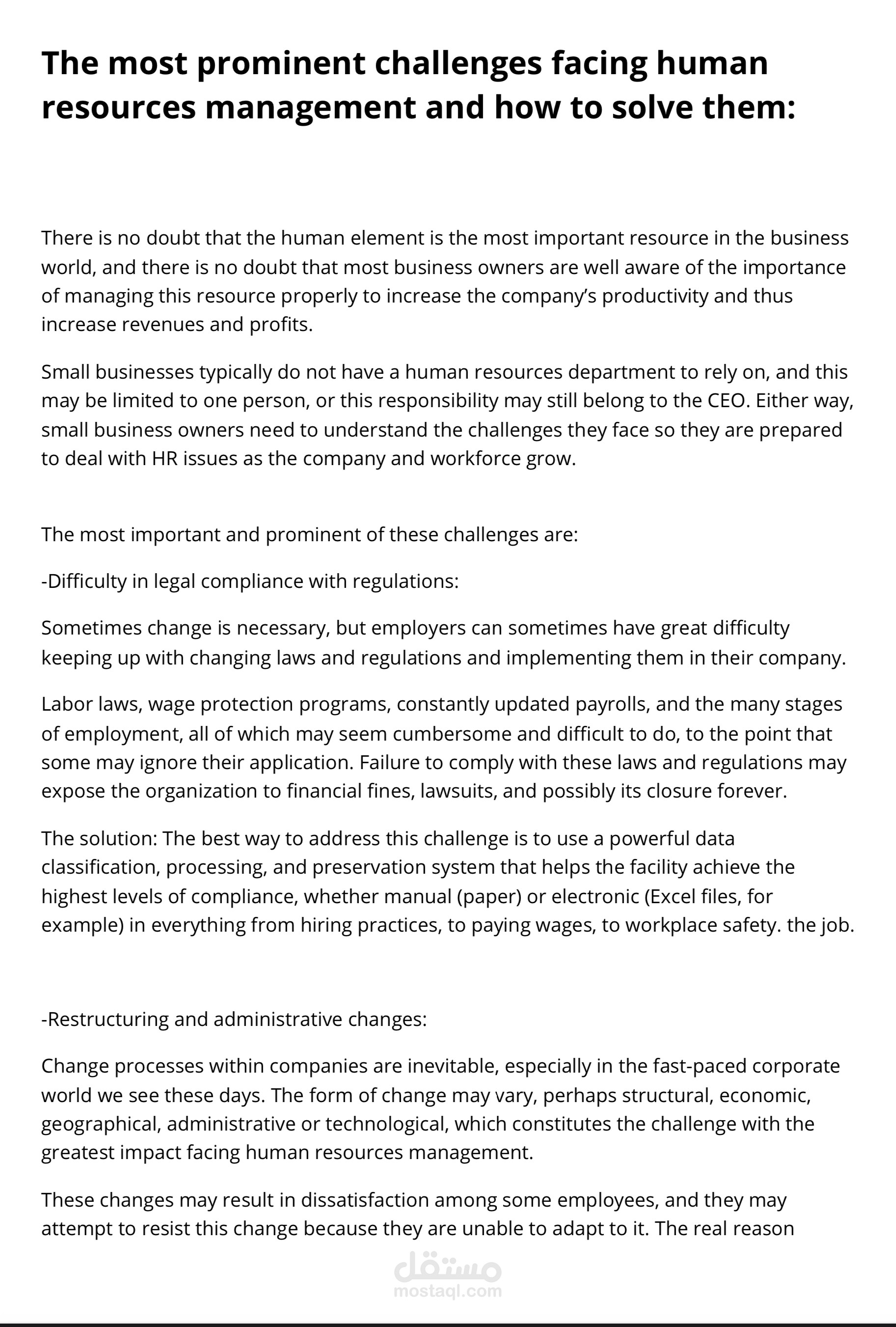 The most prominent challenges facing human resources management and how ...