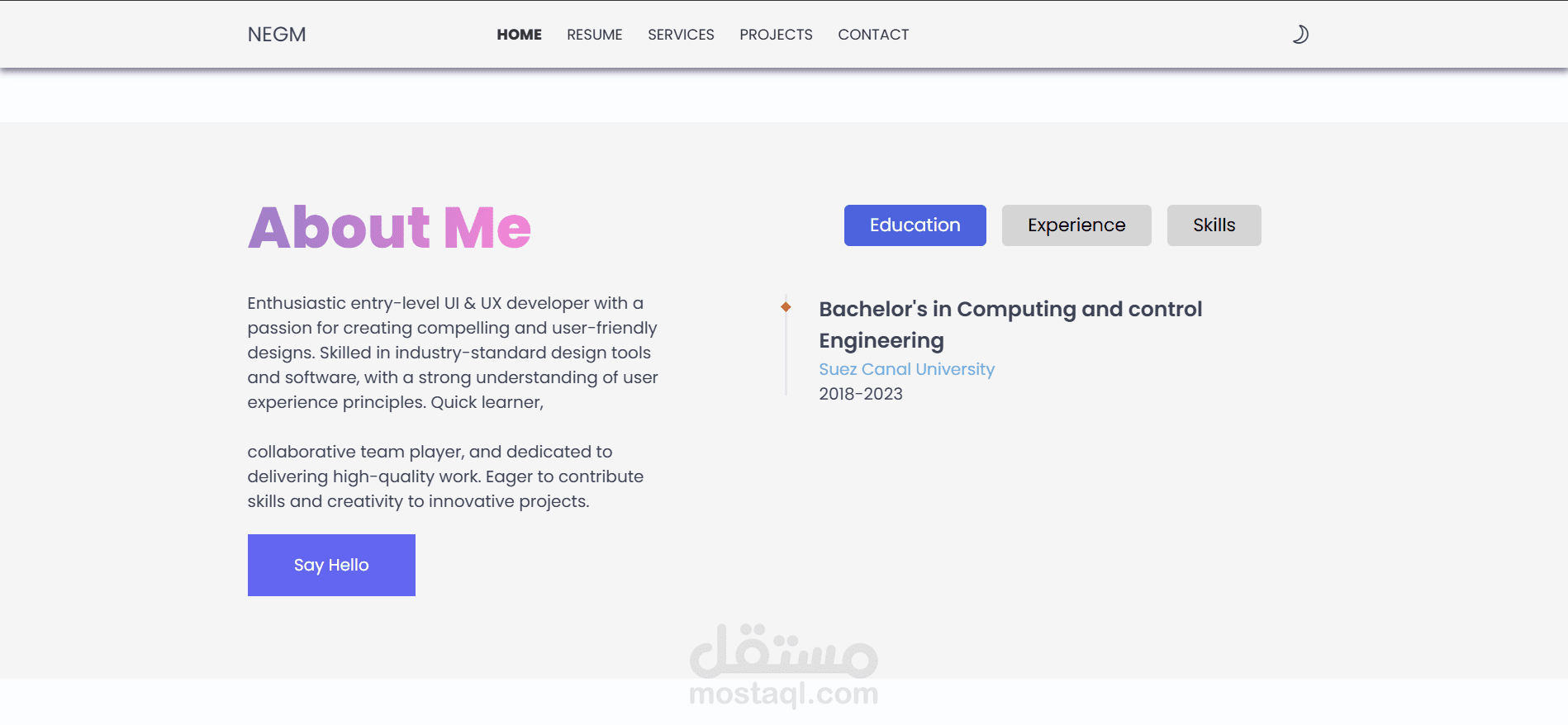 My Portfolio HTML CSS JS Template | مستقل