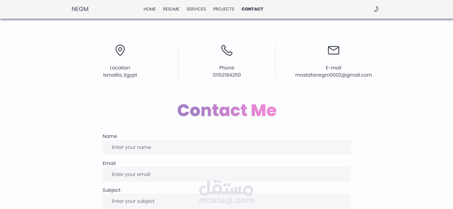 My Portfolio Html Css Js Template مستقل