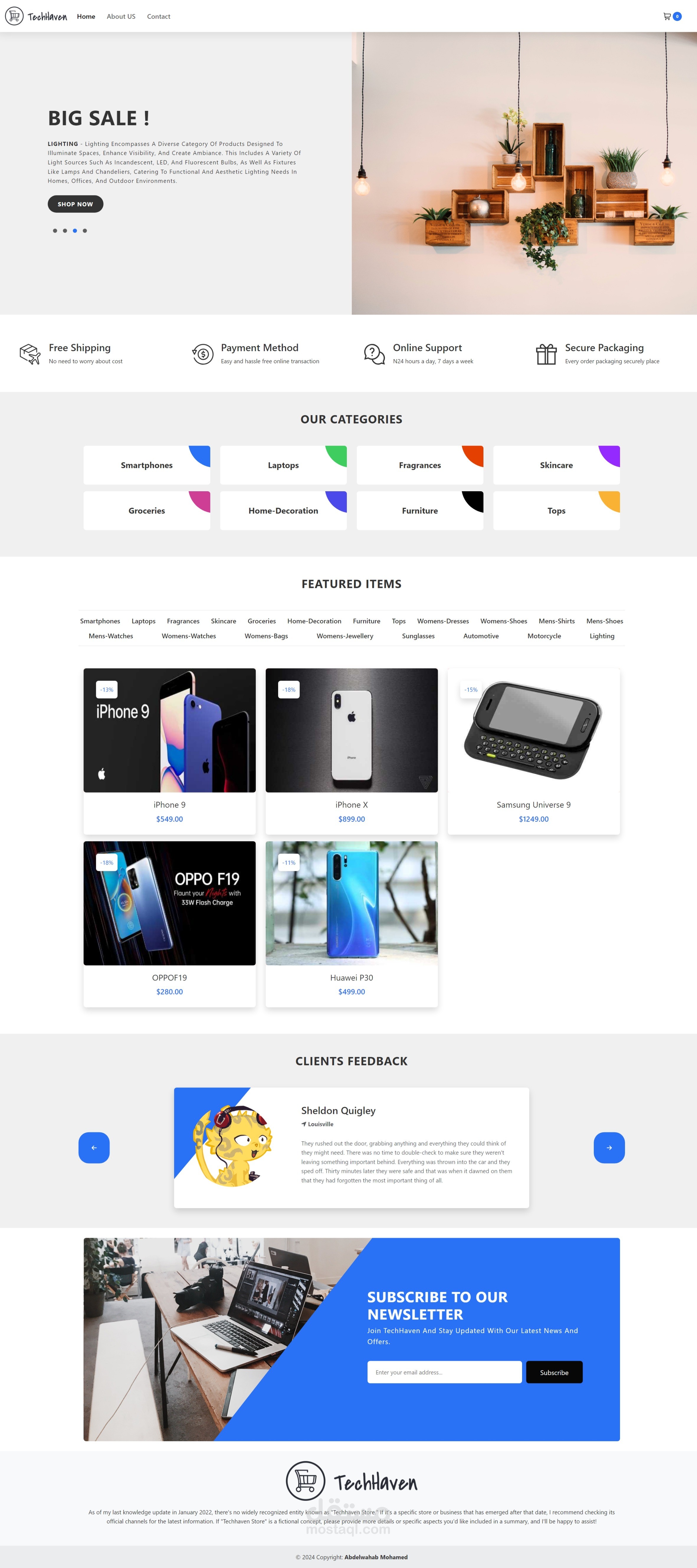 Responsive E-Commerce Native JS | مستقل