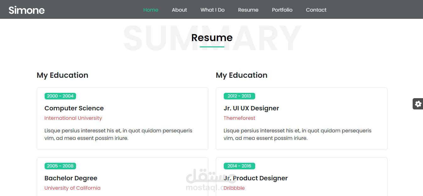 Simone Personal Portfolio | مستقل