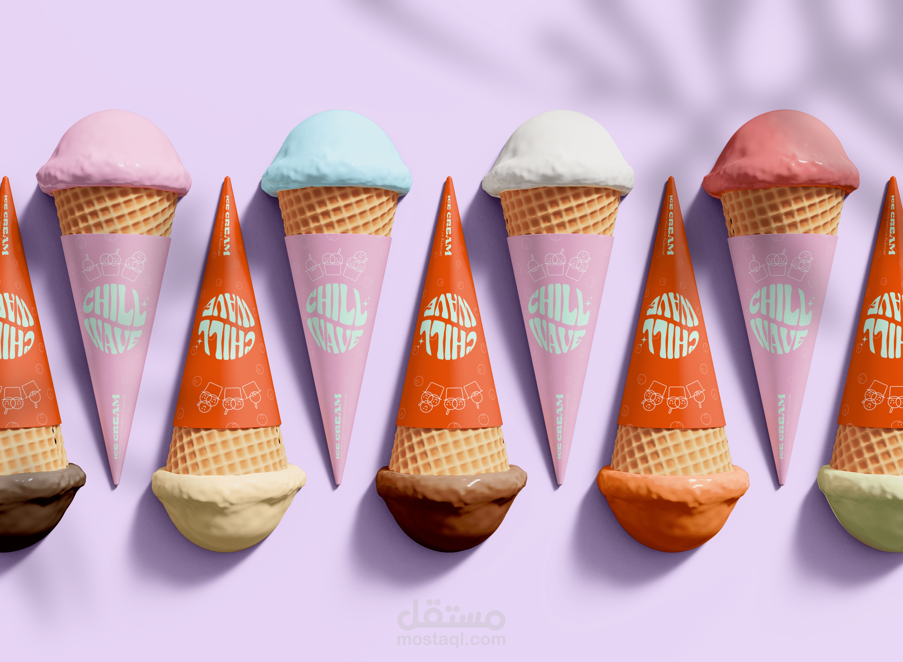 Chill Wave Ice Cream Logo & Brand Identity | مستقل