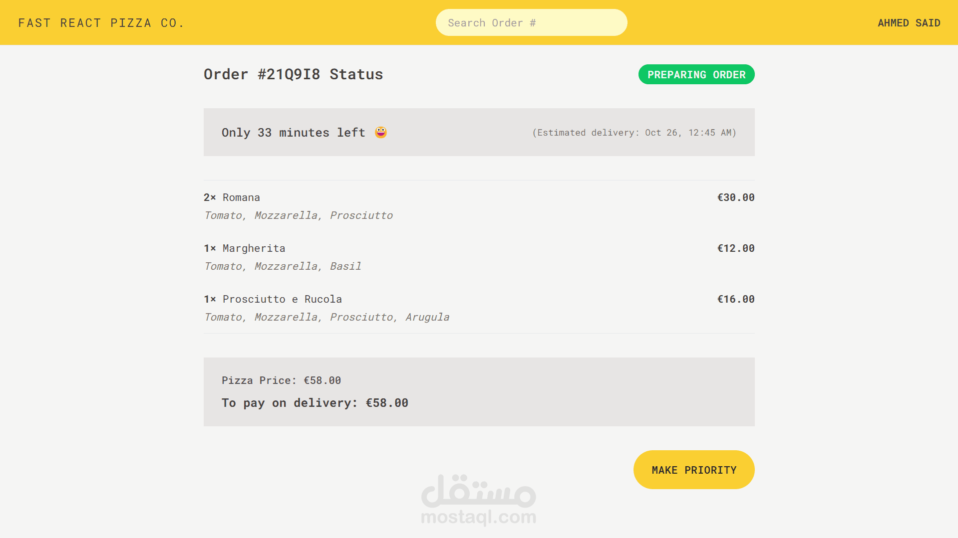 React Pizza App | مستقل