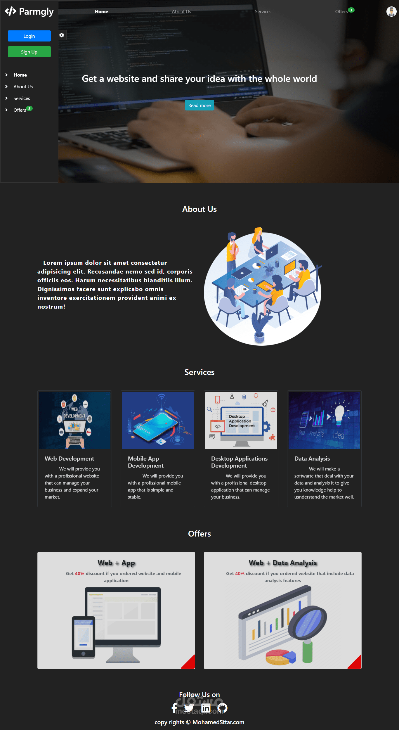 Bootstrap 4 and JQuery project | مستقل