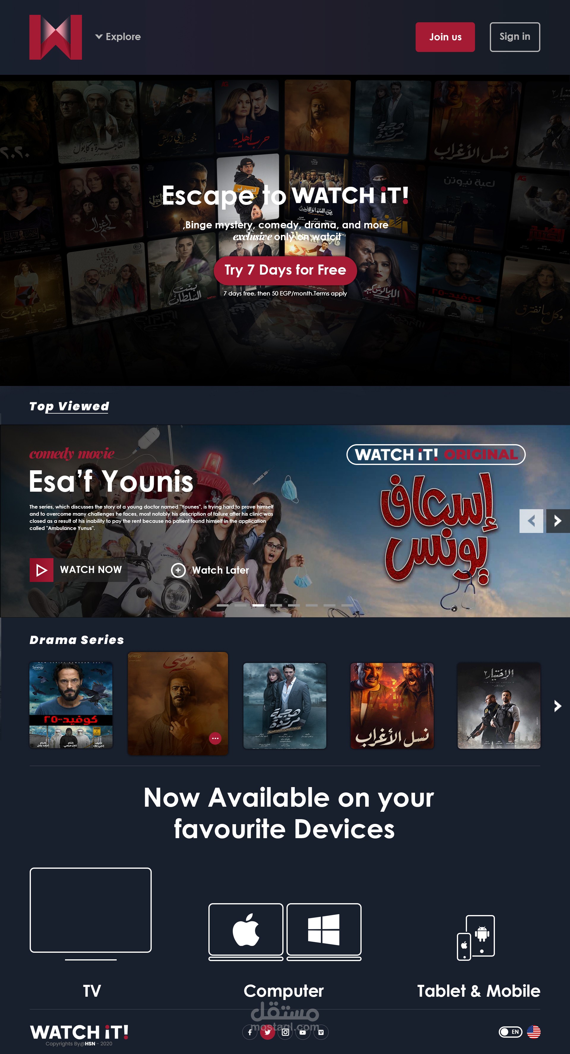 اعادة تصميم لموقع Watchit | مستقل