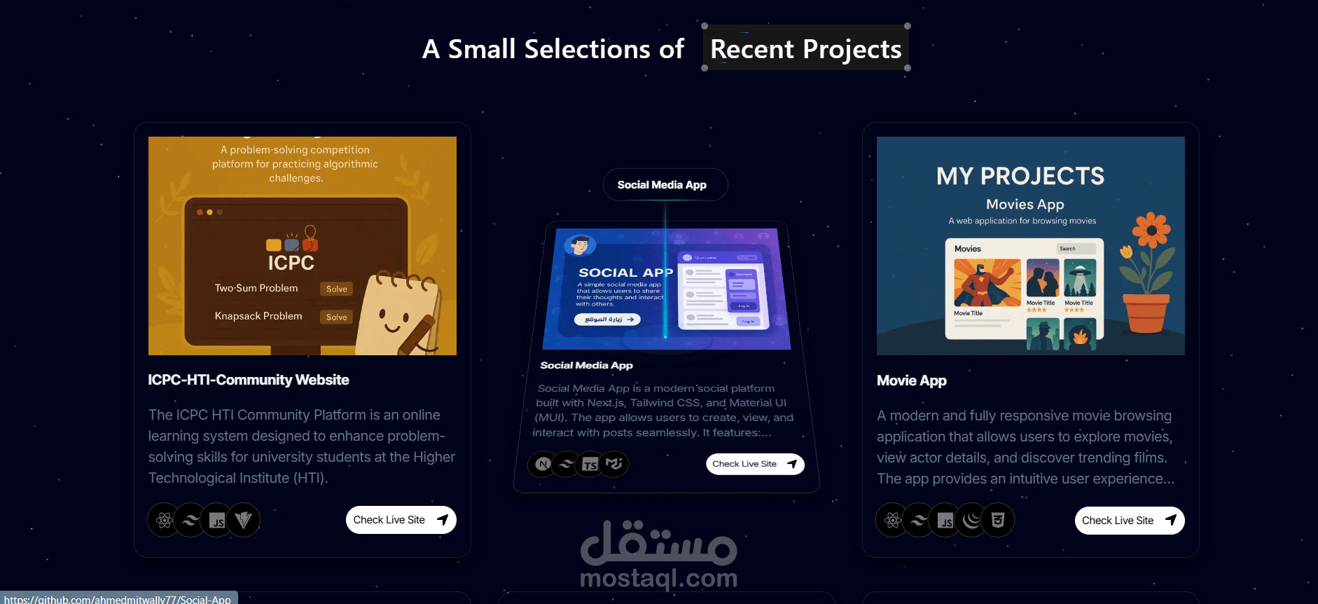 تصميم بورتفوليو ثلاثي الأبعاد احترافي باستخدام Next.js وTailwind CSS وThree.js لعرض مهاراتك ...