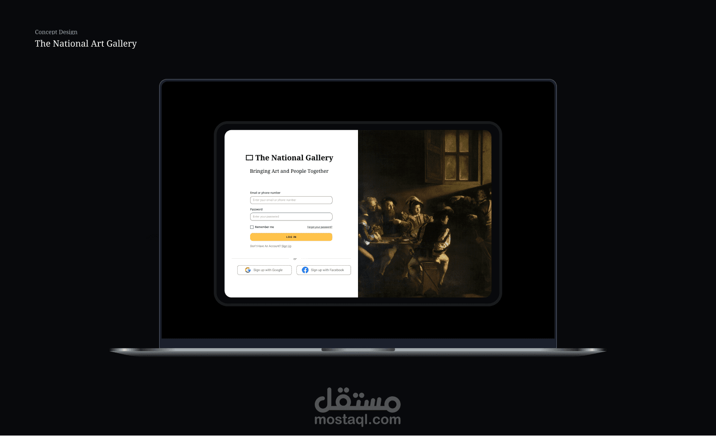 تصميم صفحة ويب لمعرض فنون The National Gallery Concept Homepage | مستقل