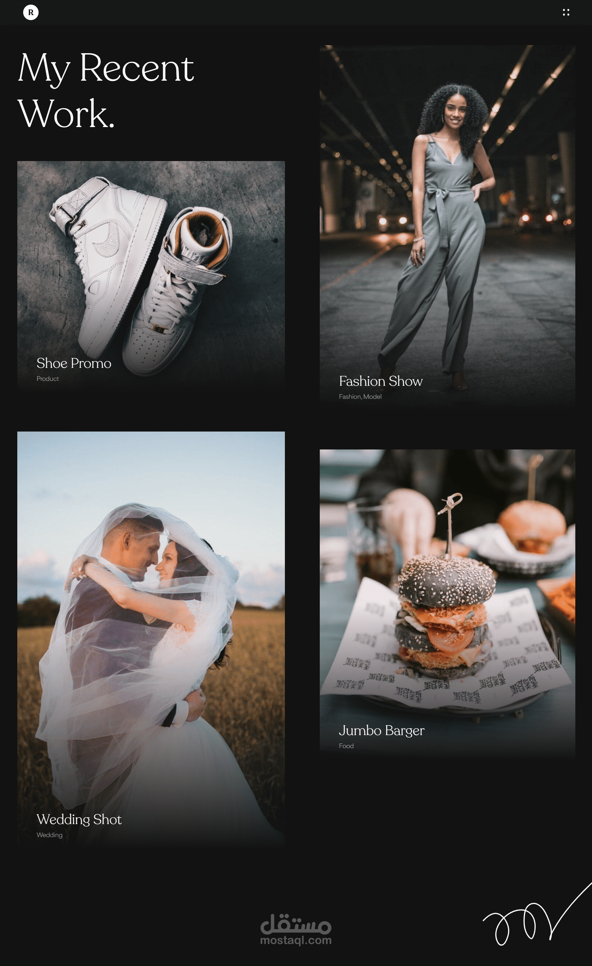 بناء موقع لعرض أعمال التصوير الفوتوغرافي بأسلوب فني واحترافي "Richard Ryan" | مستقل